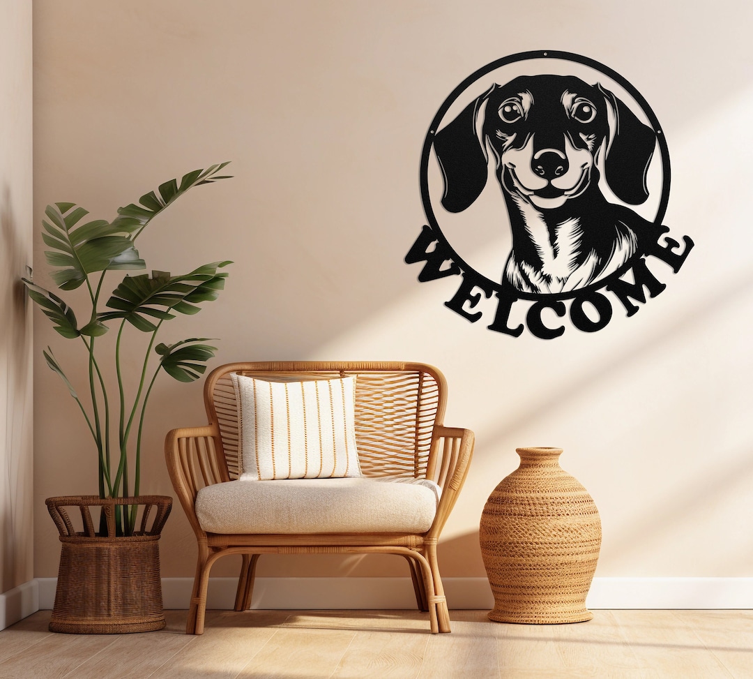 Metal Dachshund Welcome Sign: Die Cut Dog Wall Art - Etsy