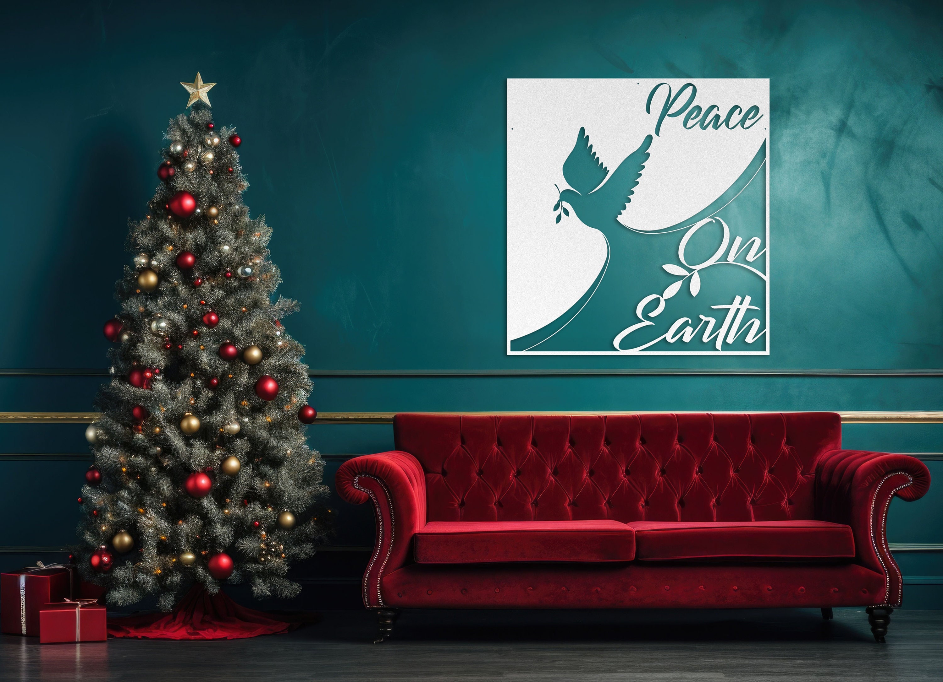 Peace on Earth Art, Christmas Decoration, Die Cut Metal Peace on Earth ...