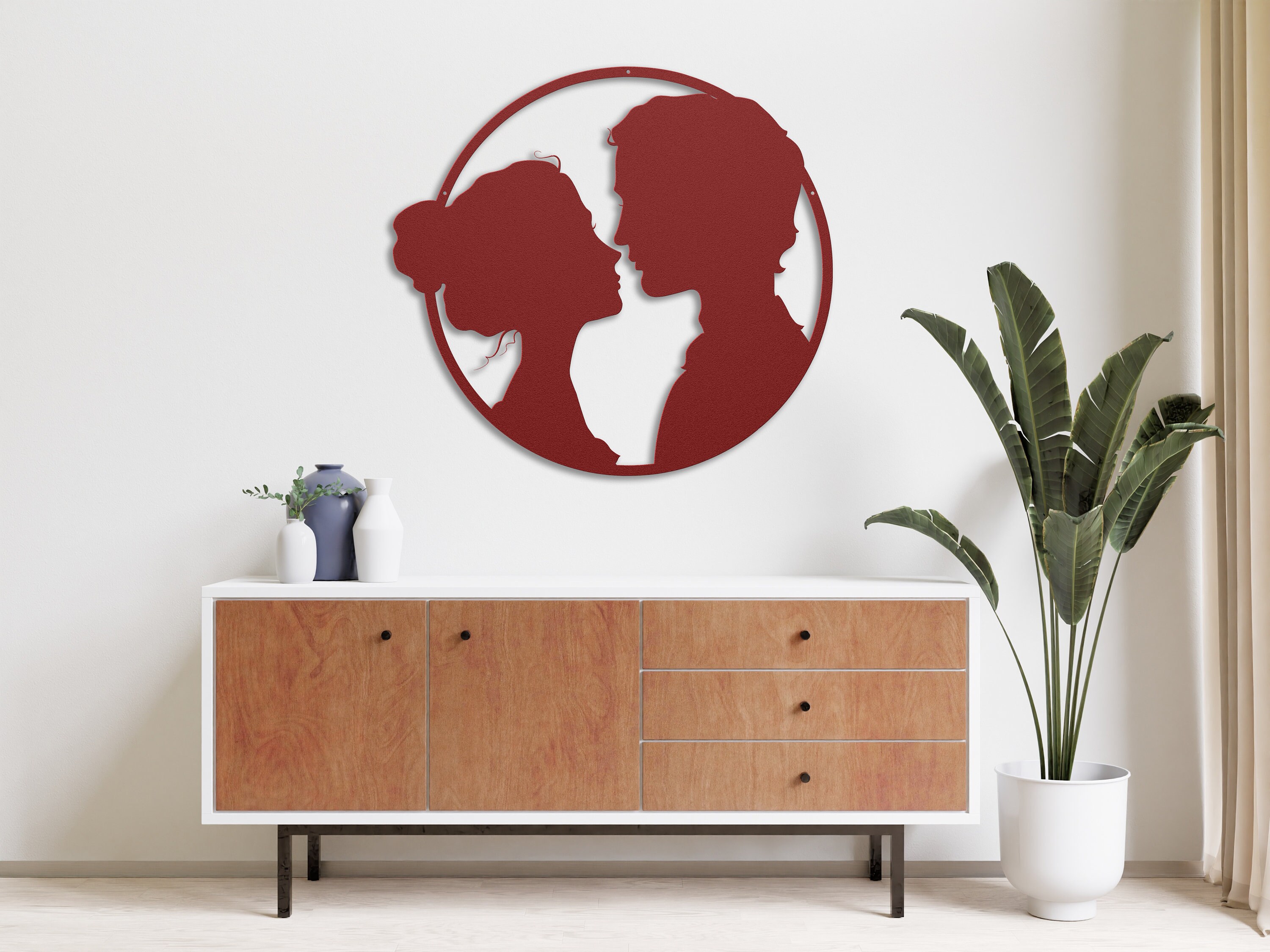 Die-cut Metal Wall Art Romantic Couple Valentine's Day Gift. Indoor ...