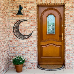 Moon Art Die-cut Metal Sign Wall Art Featuring an Ornate Crescent Moon ...
