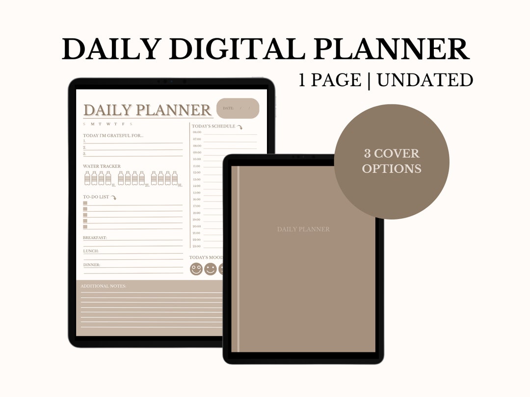 Digital Daily Planner, Minimal, One Page, Journal, Habit Tracker ...