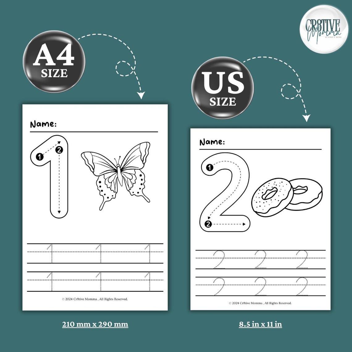 Number Tracing Worksheet Digital Download | Fun Learning for Kids ...