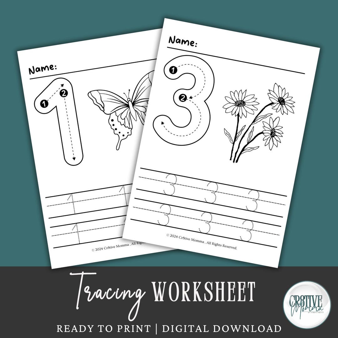 Number Tracing Worksheet Digital Download | Fun Learning for Kids ...
