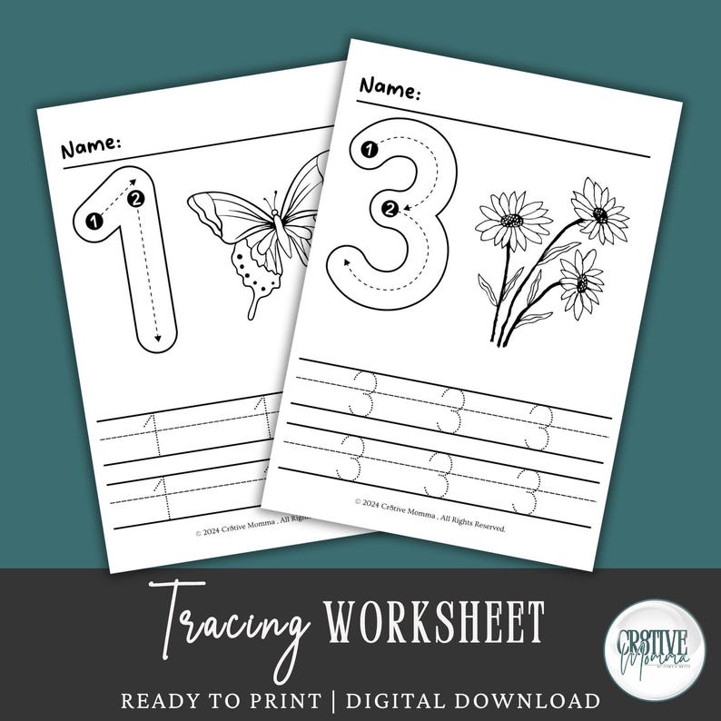Number Tracing Worksheet Digital Download | Fun Learning for Kids ...