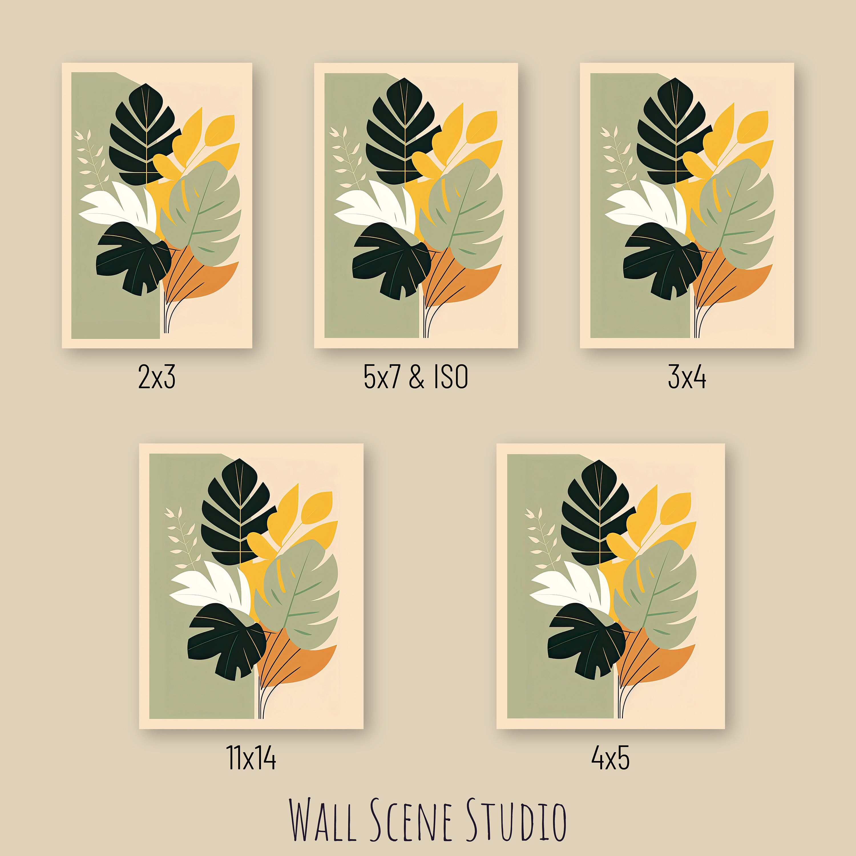 Monstera Leaves, Printable Wall Art, Instant Digital Download, 5 JPEG ...