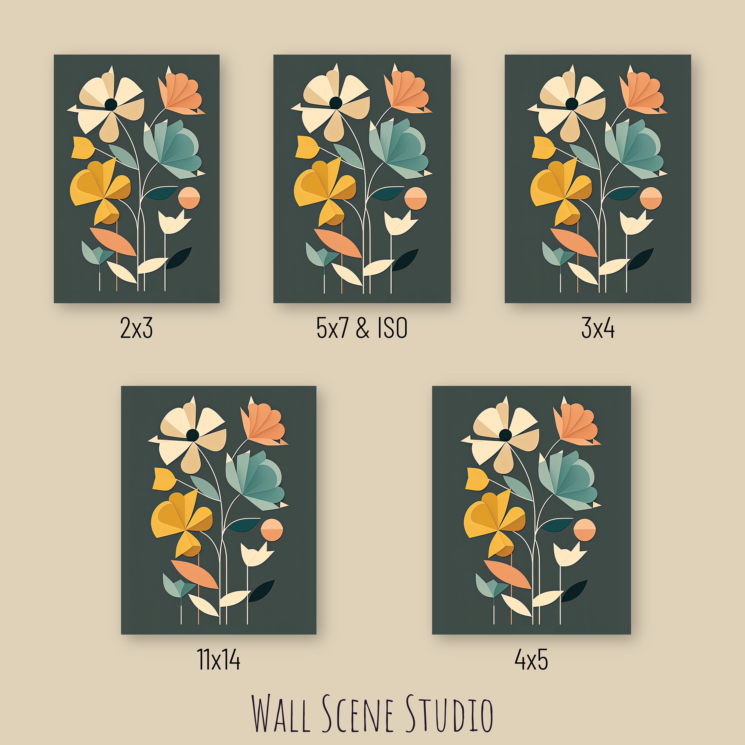 Stylized Flower Arrangement, Printable Wall Art, Instant Digital ...