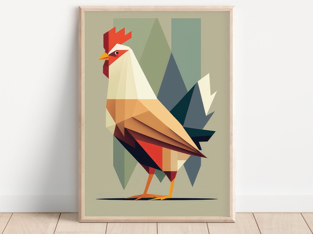 Colorful Colorblock Rooster, Printable Wall Art, Instant Digital ...