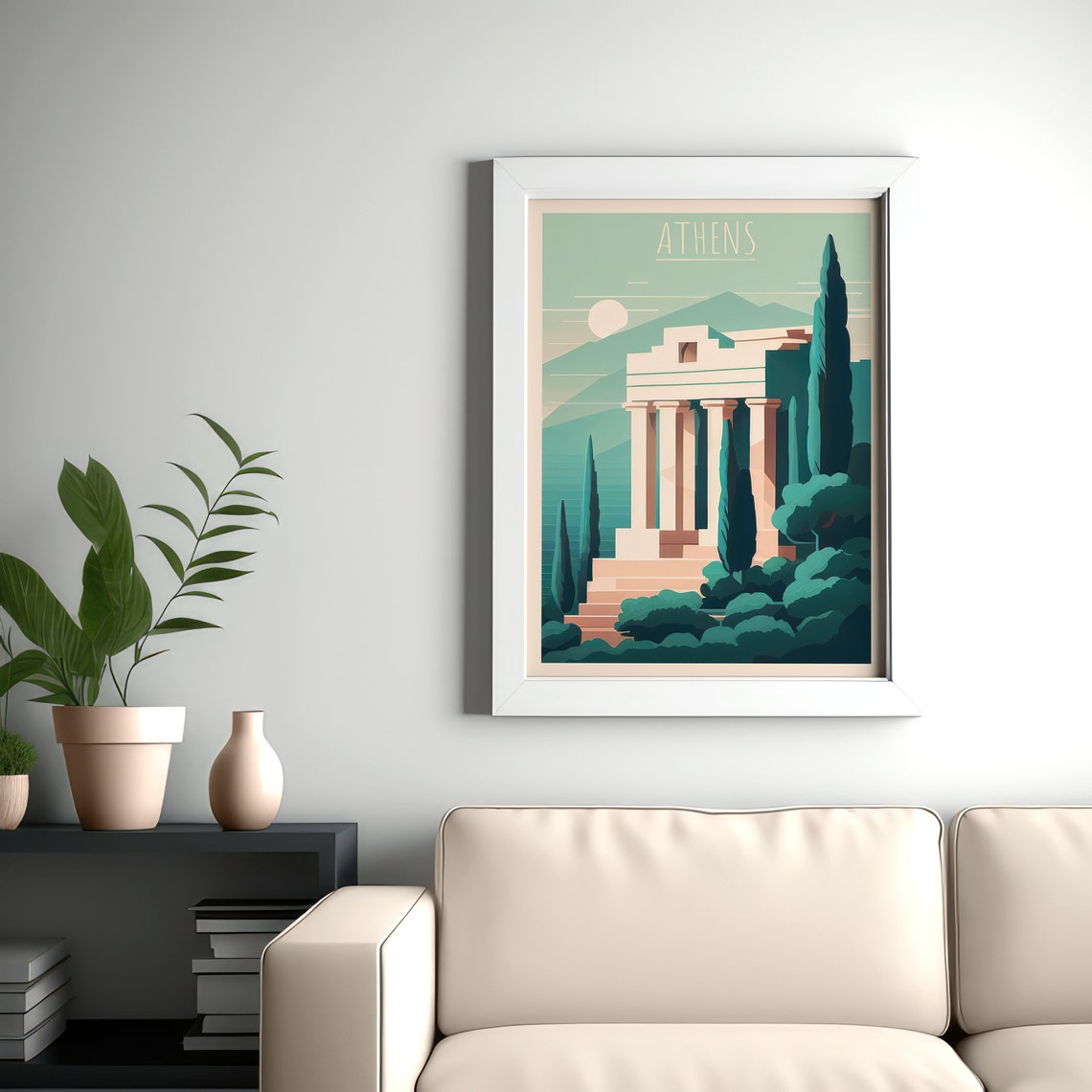 Athens Retro Look Travel Poster, Printable Wall Art, Instant Digital ...