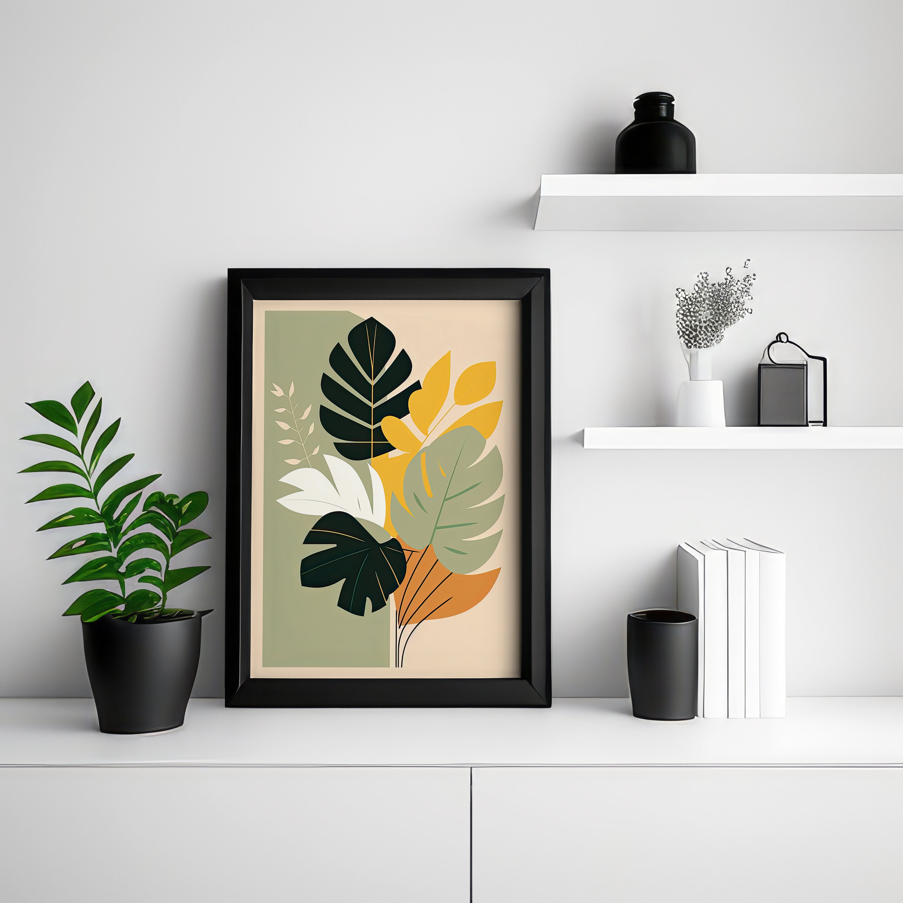 Monstera Leaves, Printable Wall Art, Instant Digital Download, 5 JPEG ...