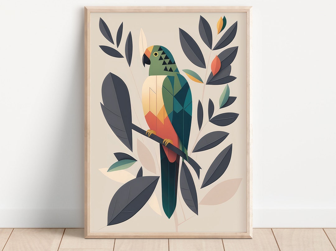 Geometric Parrot, Printable Wall Art, Instant Digital Download, 5 JPEG ...