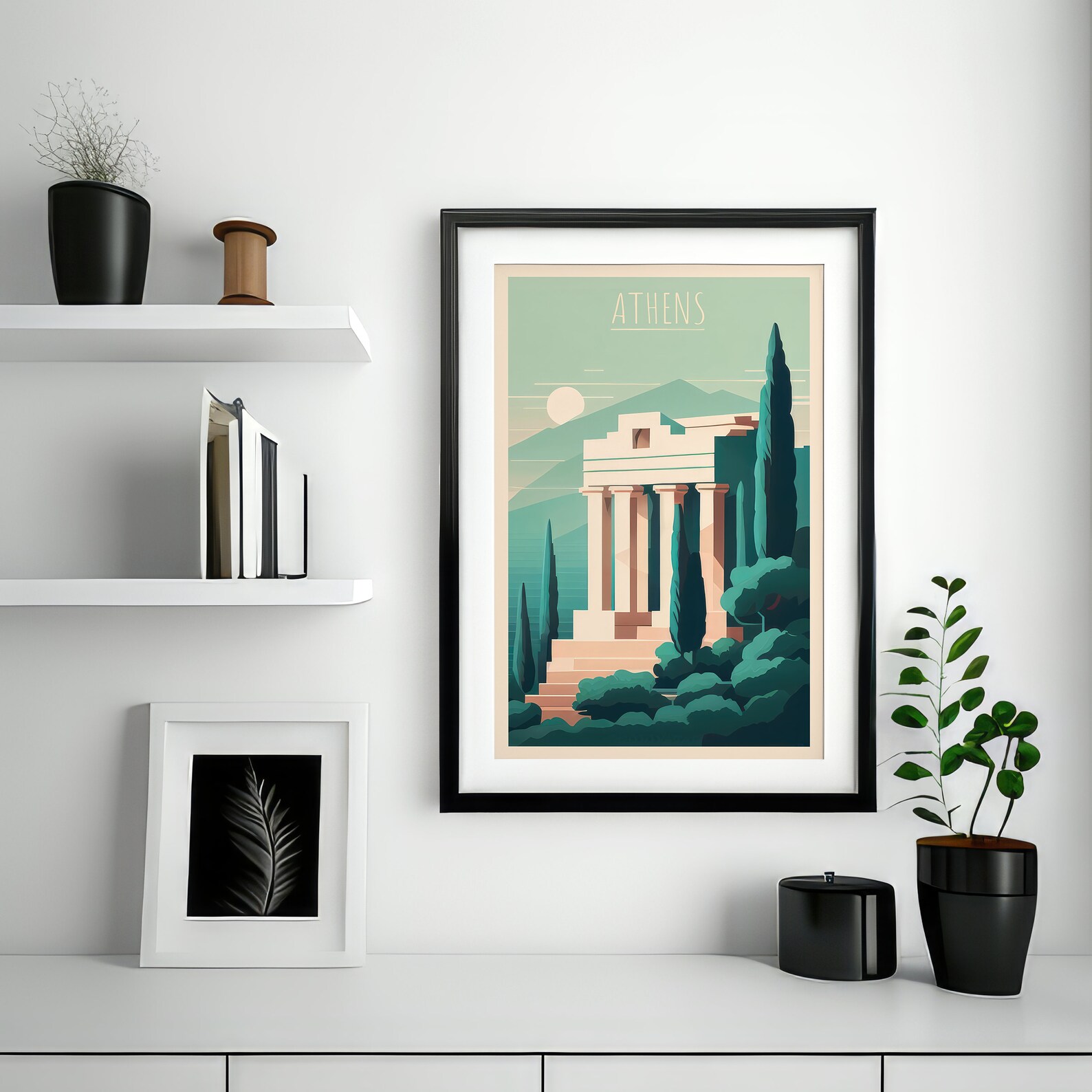 Athens Retro Look Travel Poster, Printable Wall Art, Instant Digital ...
