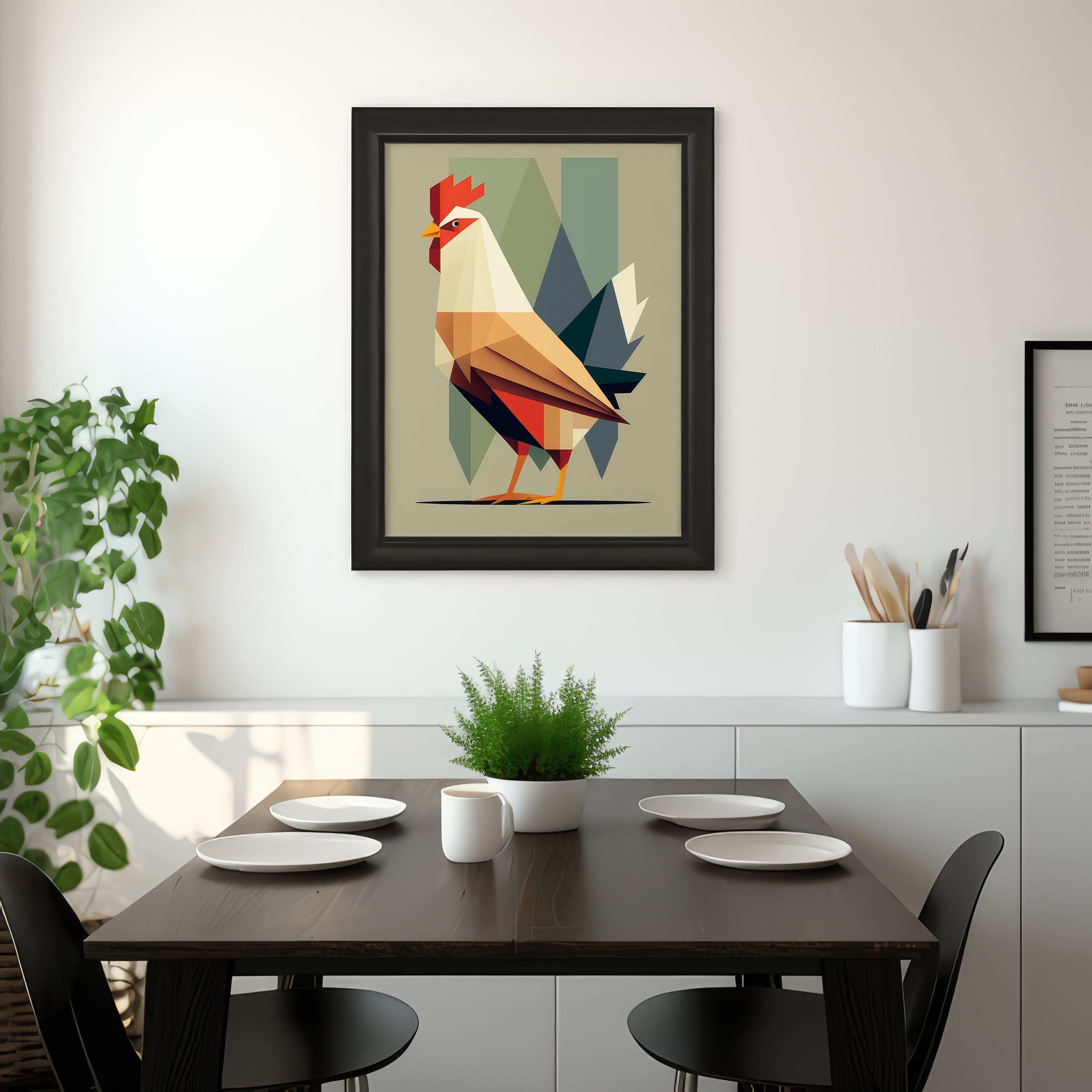 Colorful Colorblock Rooster, Printable Wall Art, Instant Digital ...