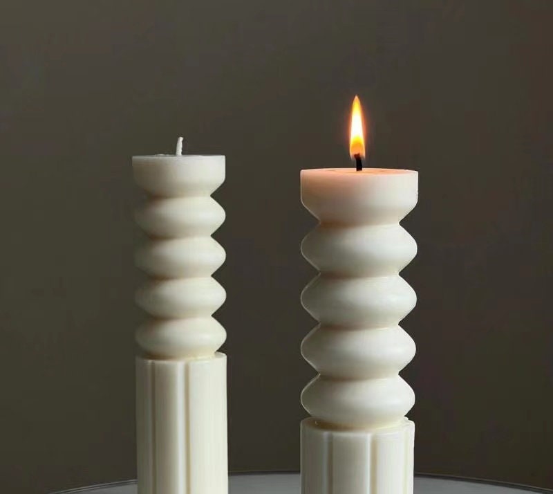 Tall Pillar Candle Undyed Striped Aesthetic Ribbed Pillar Candle ...