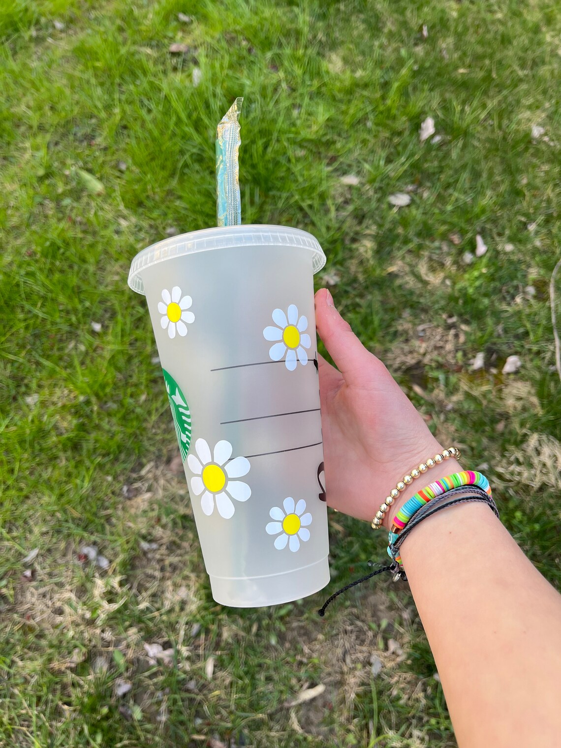Preppy Starbucks Cold Cup Daisy Monogram Name Daisies Spring Themed - Etsy