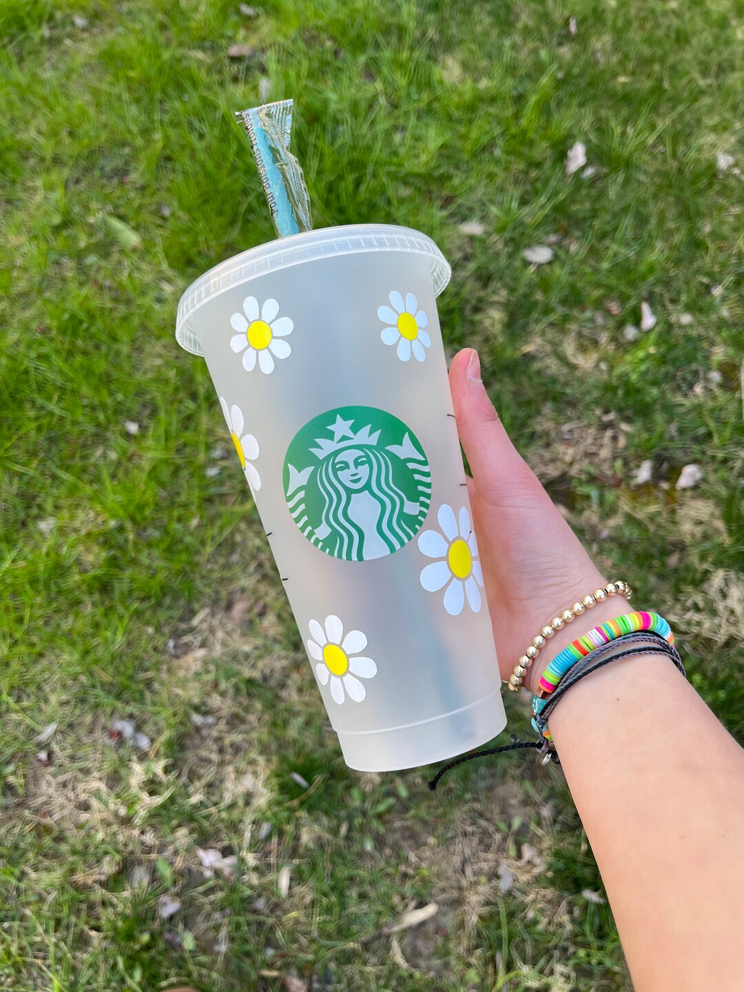 Preppy Starbucks Cold Cup - Daisy - Monogram Name - Daisies - Spring ...