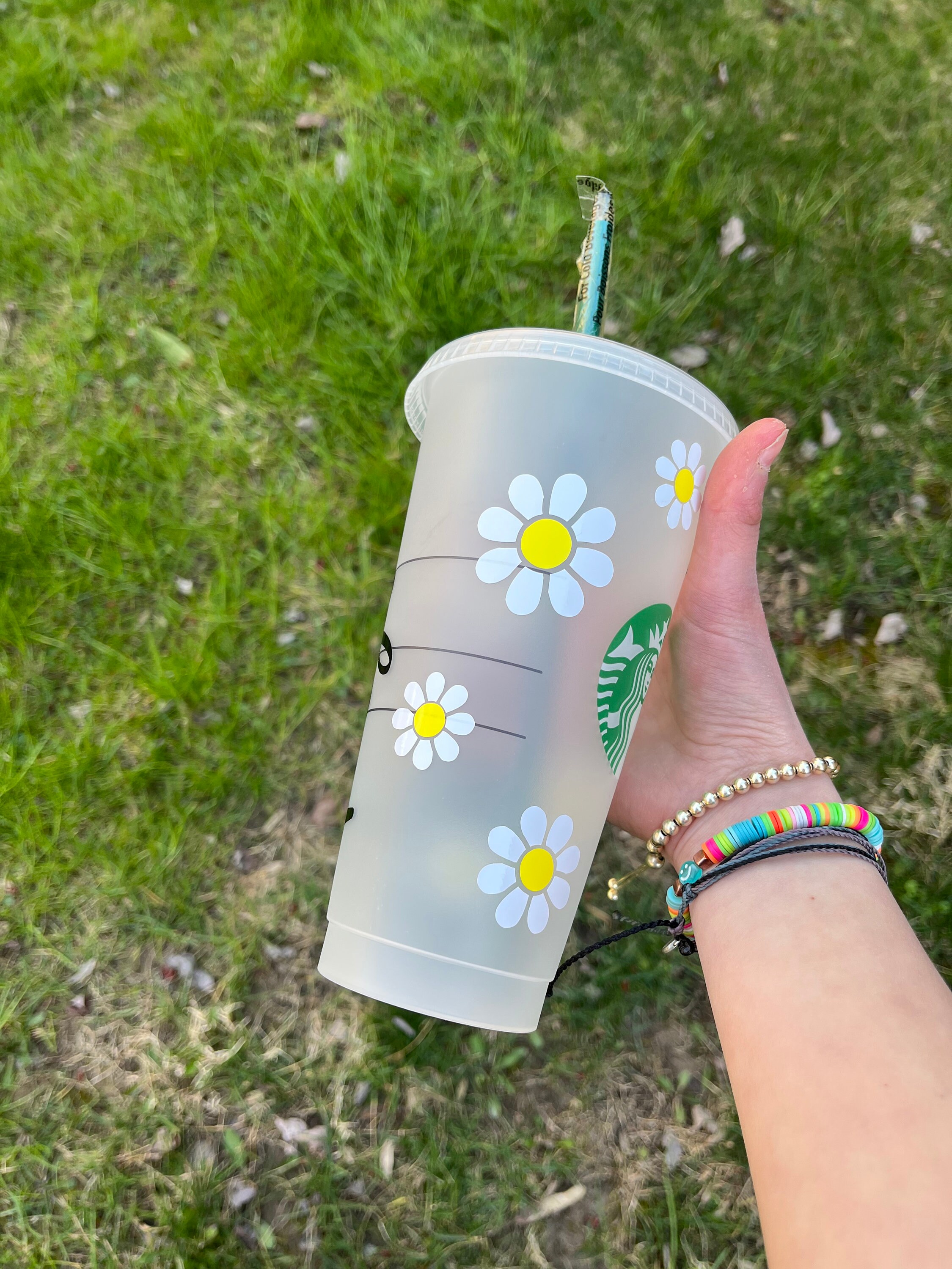 Preppy Starbucks Cold Cup Daisy Monogram Name Daisies Spring Themed - Etsy