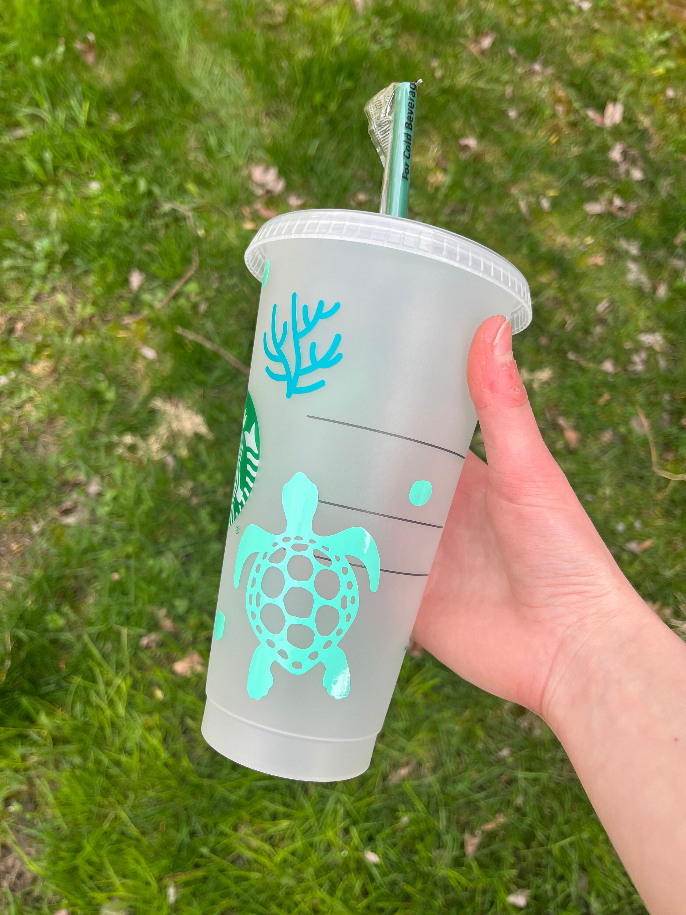 Preppy Turtle and Coral Starbucks Cold Cup Preppy Cup Turtle and Coral ...