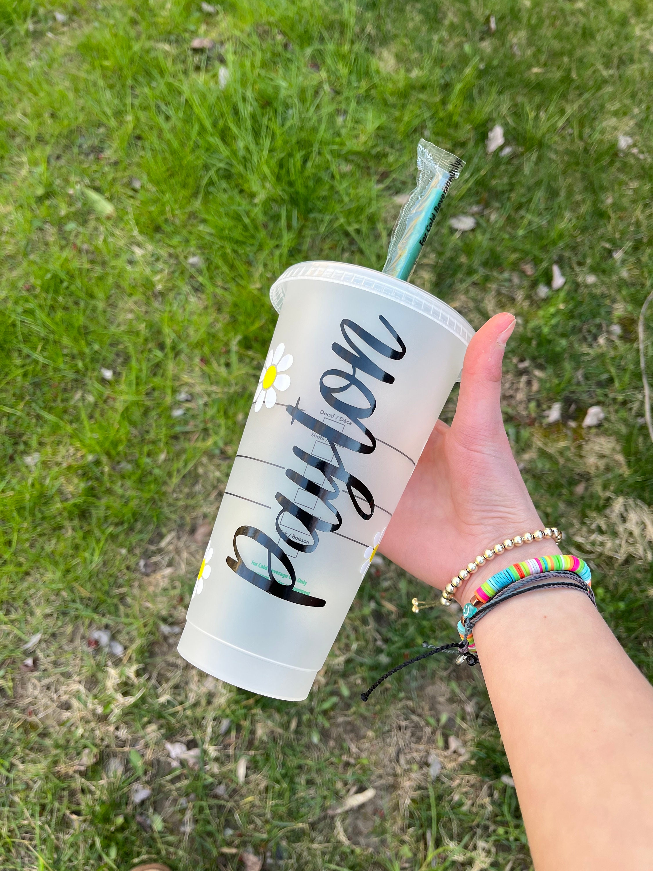 Preppy Starbucks Cold Cup Daisy Monogram Name Daisies Spring Themed - Etsy