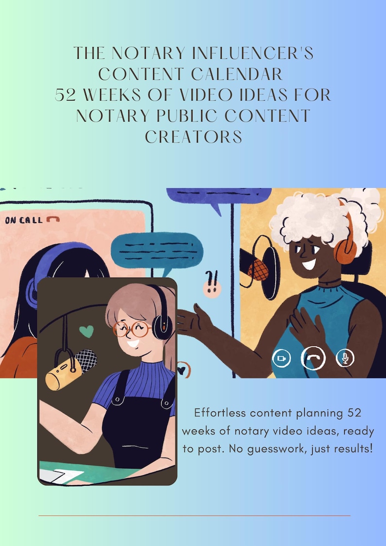 Notary Public Content Calendar: 52 Weeks of Video Ideas - Etsy