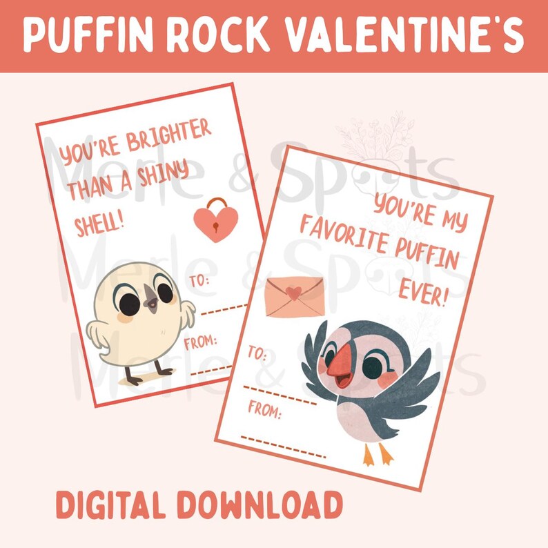 Puffin Rock Valentine’s Cards (digital Download) - Etsy
