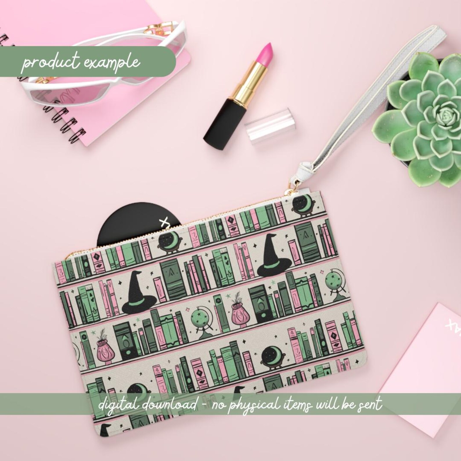 Wicked Witch Bookshelf Seamless Pattern: Halloween PNG (digital ...