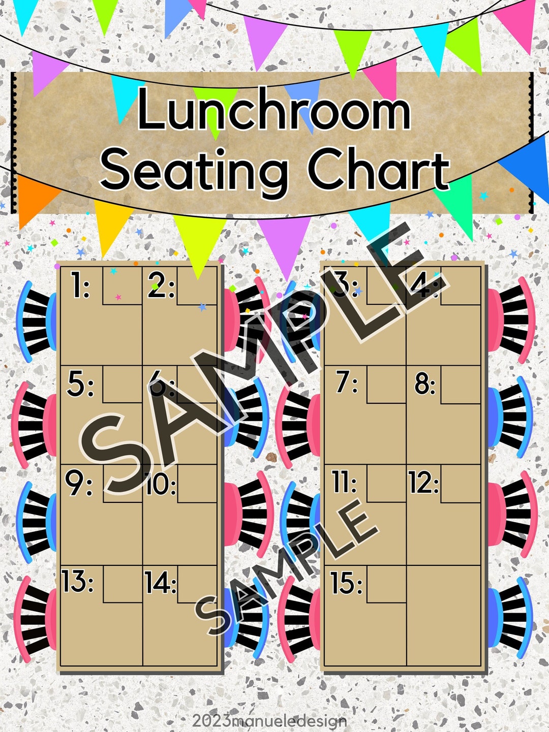 Lunchroom Seating Chart Themed BNO Board Bingo Class School Cafeteria ...