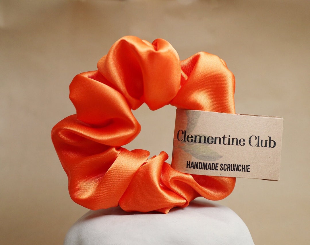 Orange Satin Hair Scrunchie | Satin Scrunchies | Orange Scrunchies - Etsy