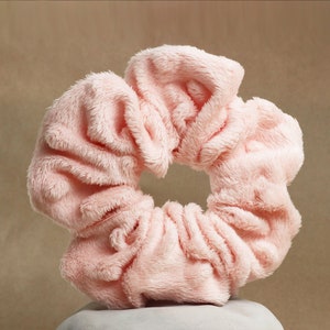Fluffy Light Pink Hair Scrunchie | Bubble Fabric Scrunchies | Pink ...