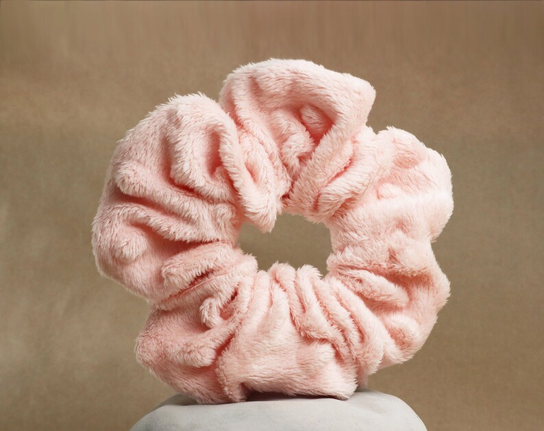Fluffy Light Pink Hair Scrunchie | Bubble Fabric Scrunchies | Pink ...