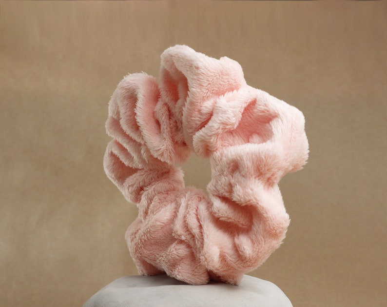 Fluffy Light Pink Hair Scrunchie | Bubble Fabric Scrunchies | Pink ...