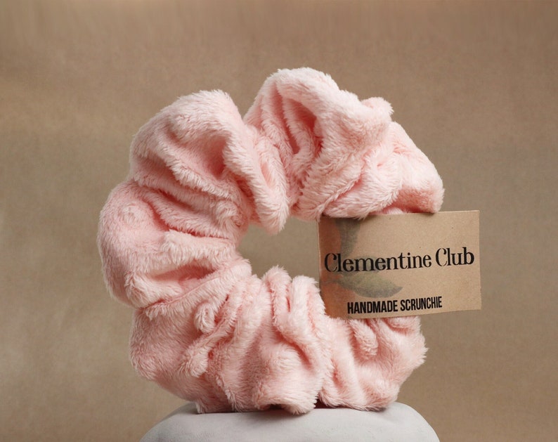 Fluffy Light Pink Hair Scrunchie | Bubble Fabric Scrunchies | Pink ...