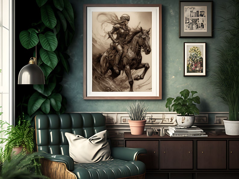 Valkyrie Charcoal Sketch Digital Print, Valhalla Art, Norse Mythology ...