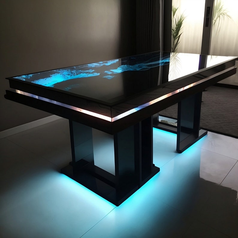 Piano Black Led Epoxy Table - Etsy