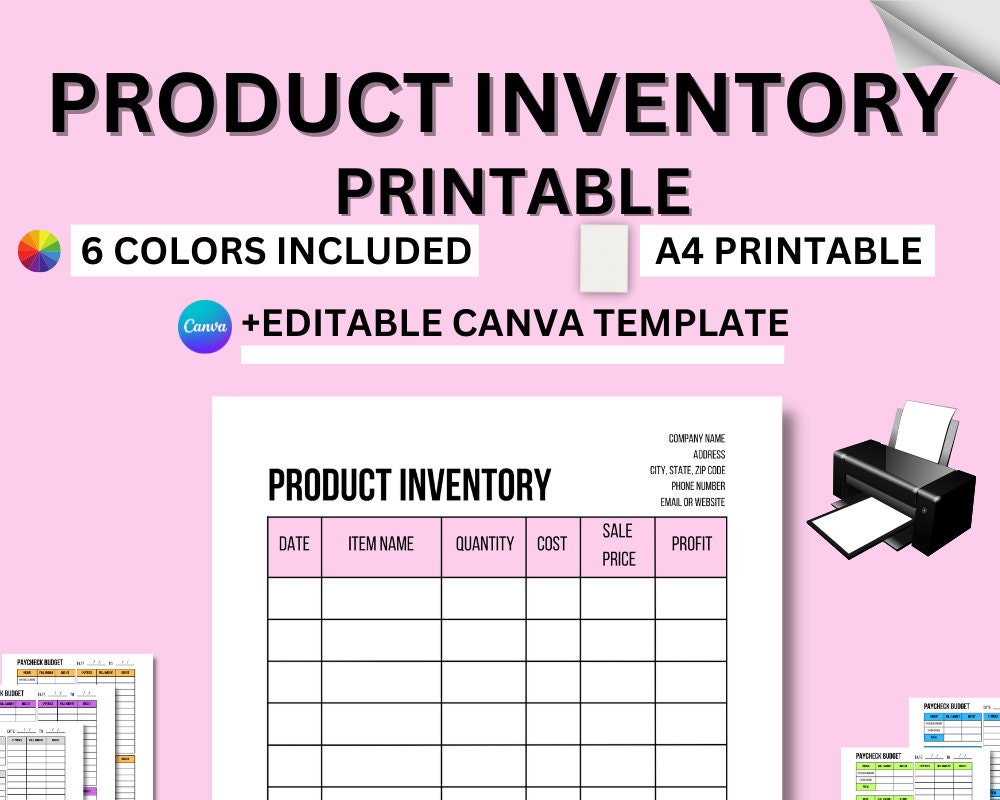 Inventory Tracker, Editable Inventory Tracker, Business Inventory ...