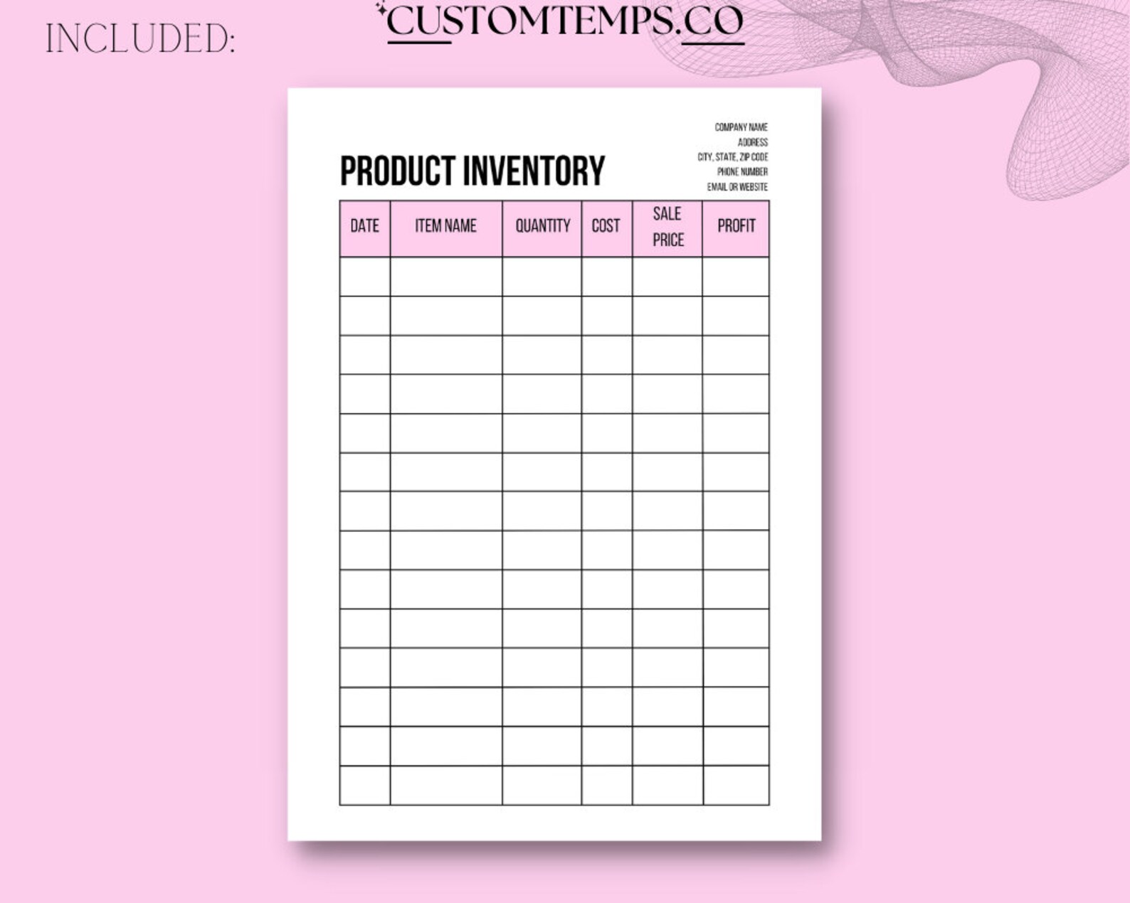 Inventory Tracker, Editable Inventory Tracker, Business Inventory ...