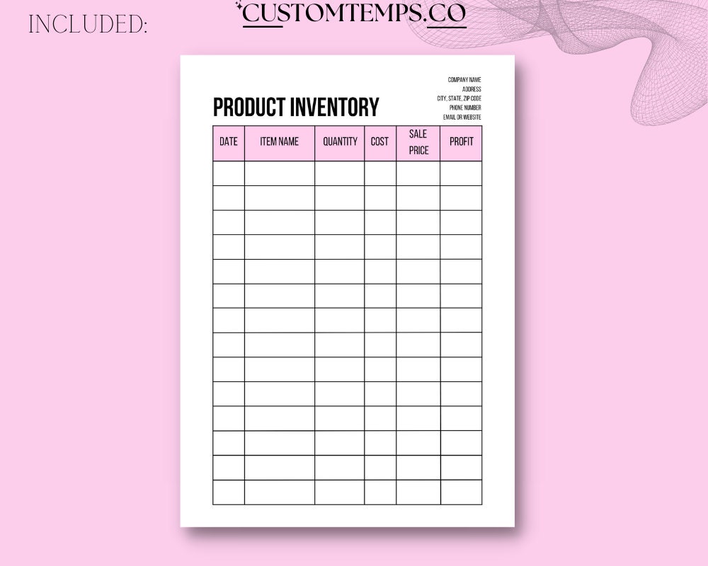 Inventory Tracker, Editable Inventory Tracker, Business Inventory ...