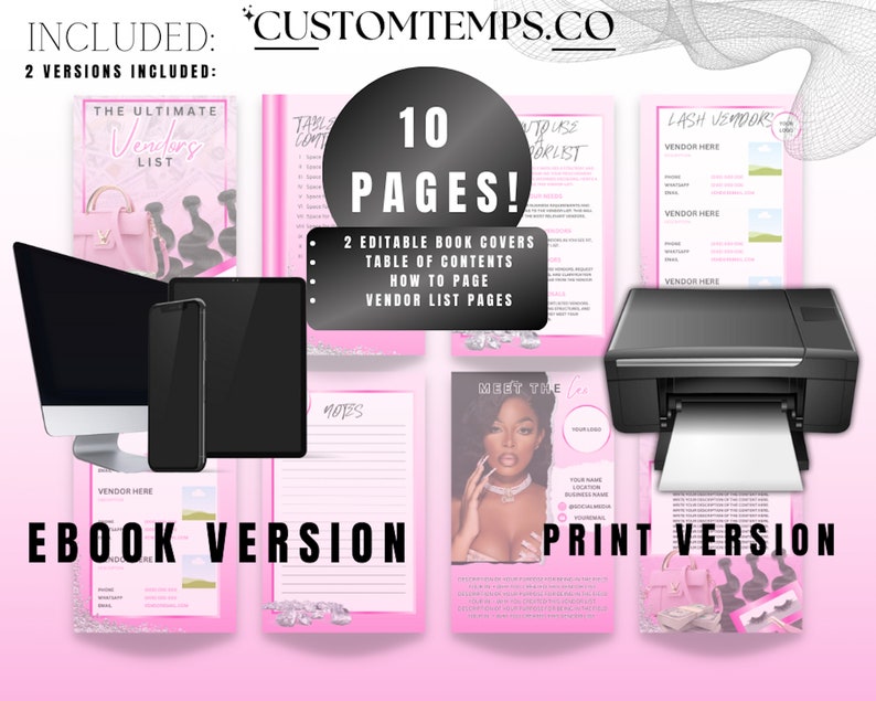 DIY Vendor List Ebook Template, Editable Ebook Template, Editable ...