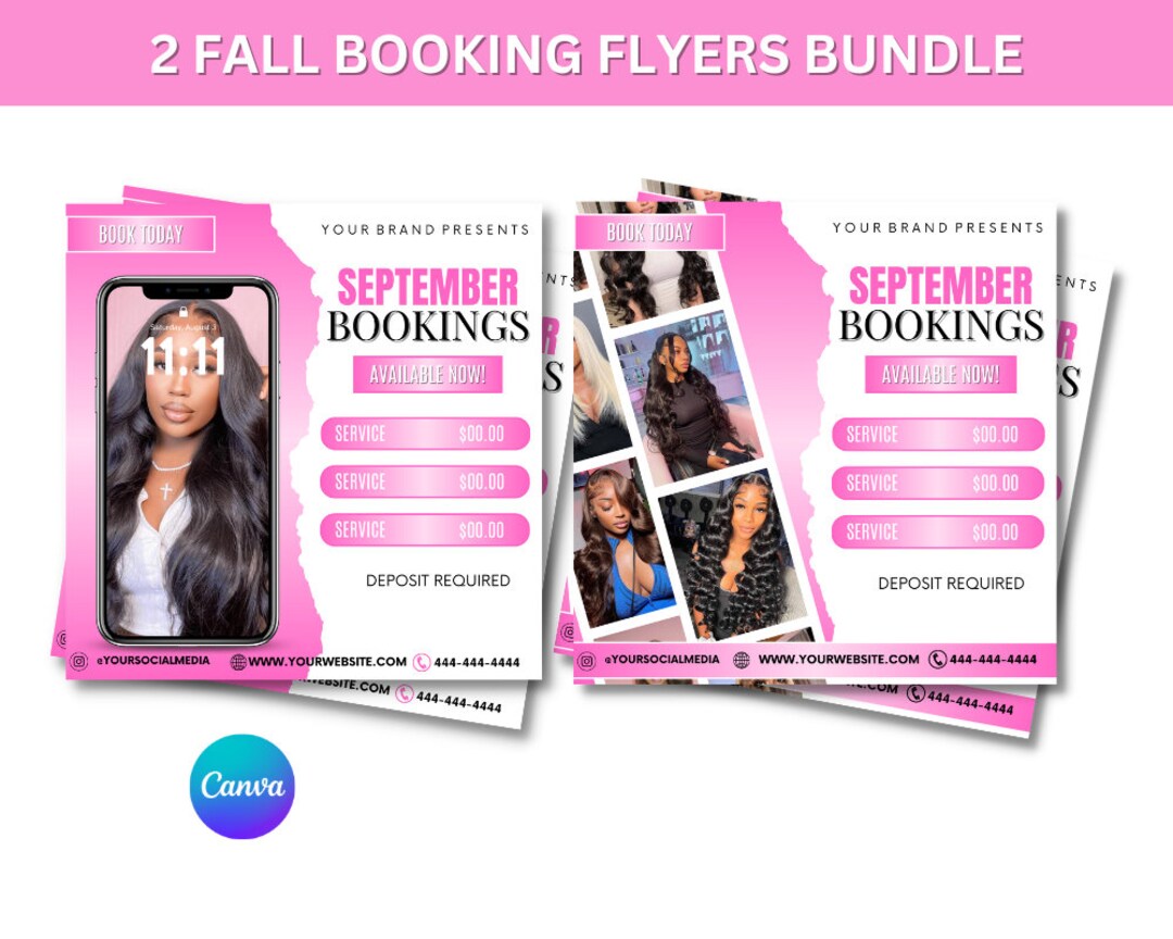 2 Herbst September Buchungen Flyer Vorlagen Bundle, Herbst Saison ...