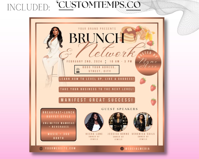 Brunch Flyer, Editable Brunch Flyer, Networking Flyer, Women's ...