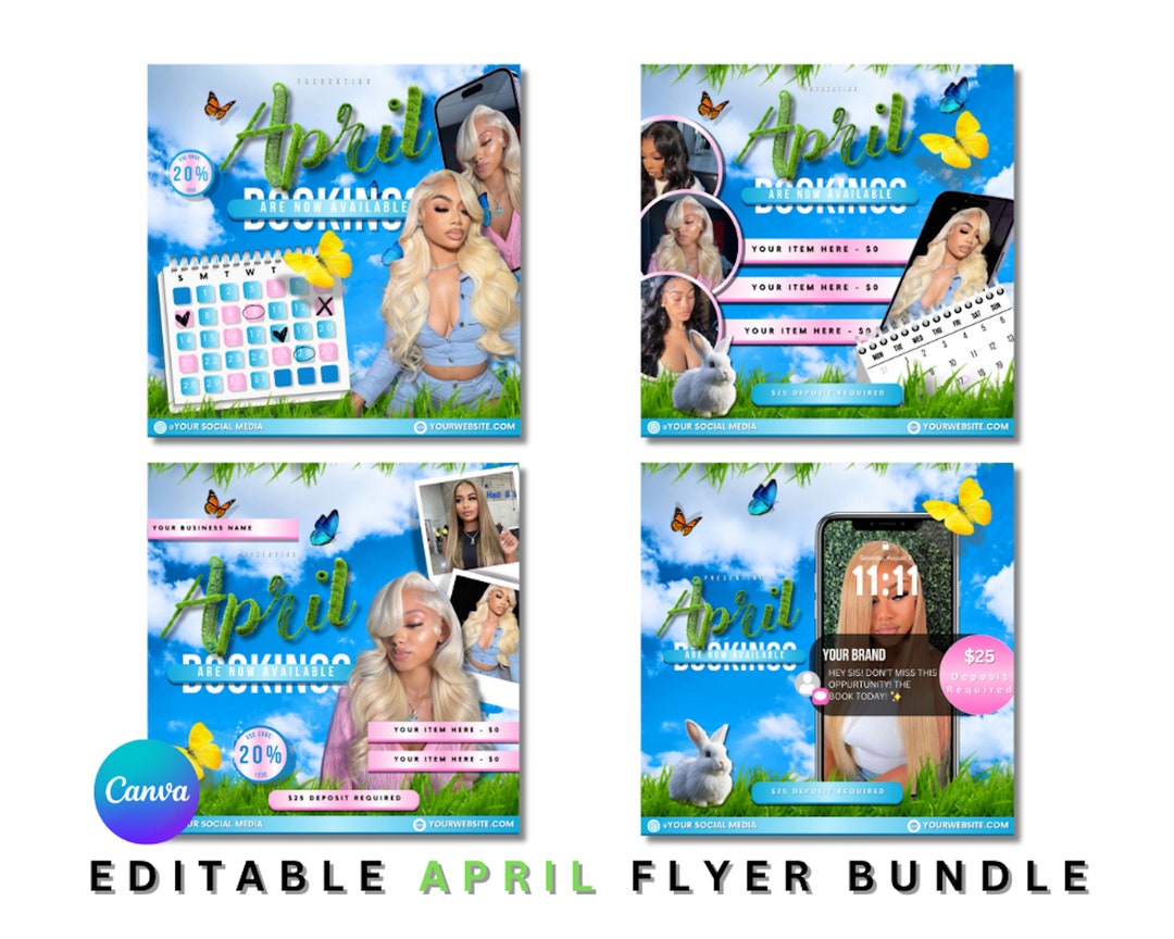 April Flyer Bundle, 4 April Flyers, Spring Flyer, Deal or No Deal, Book ...