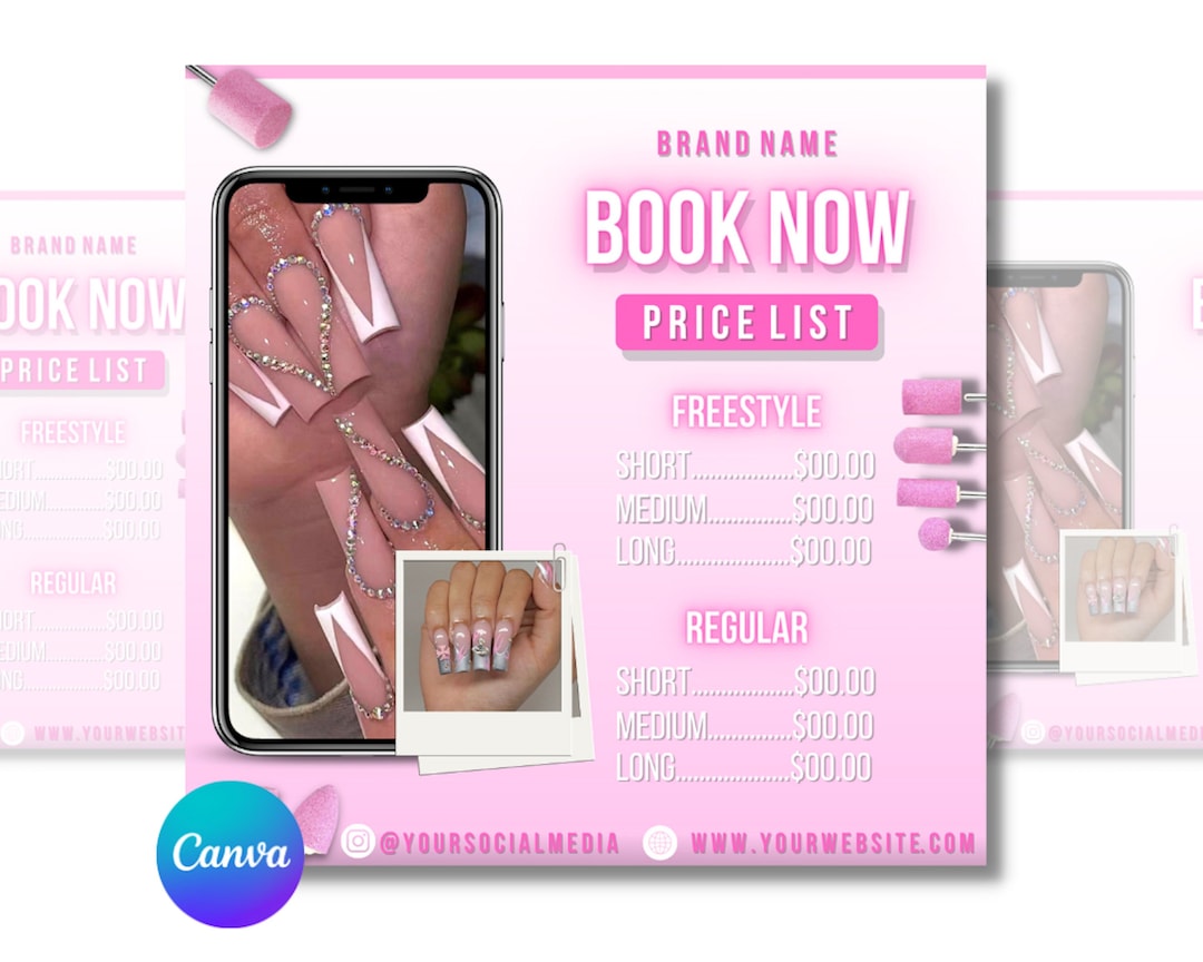 Nail Flyer Template, Nail Bookings Flyer, Nail Appointment, Nail Tech ...