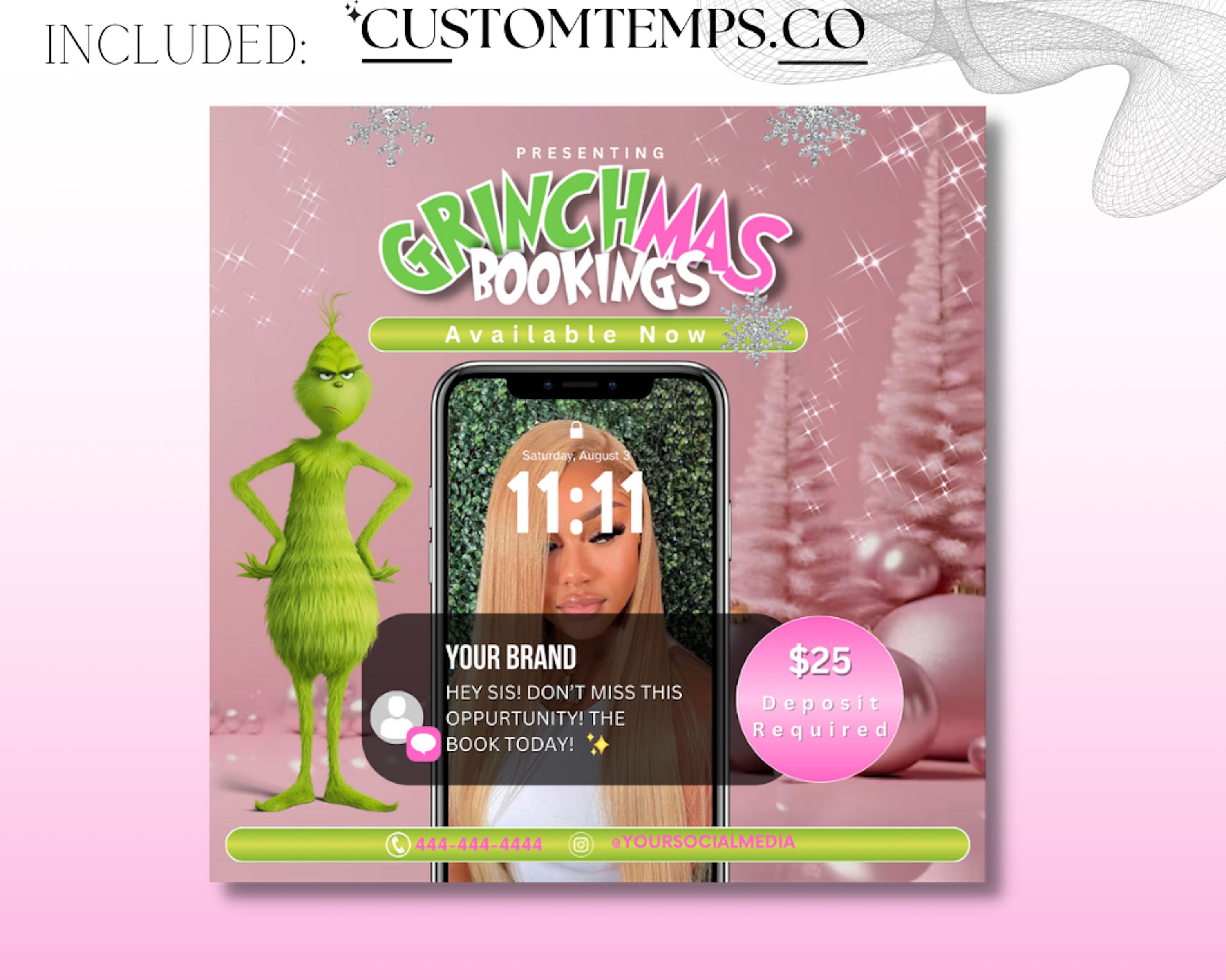 Grinchmas Flyer Bundle, December Booking Flyer, Christmas, December ...