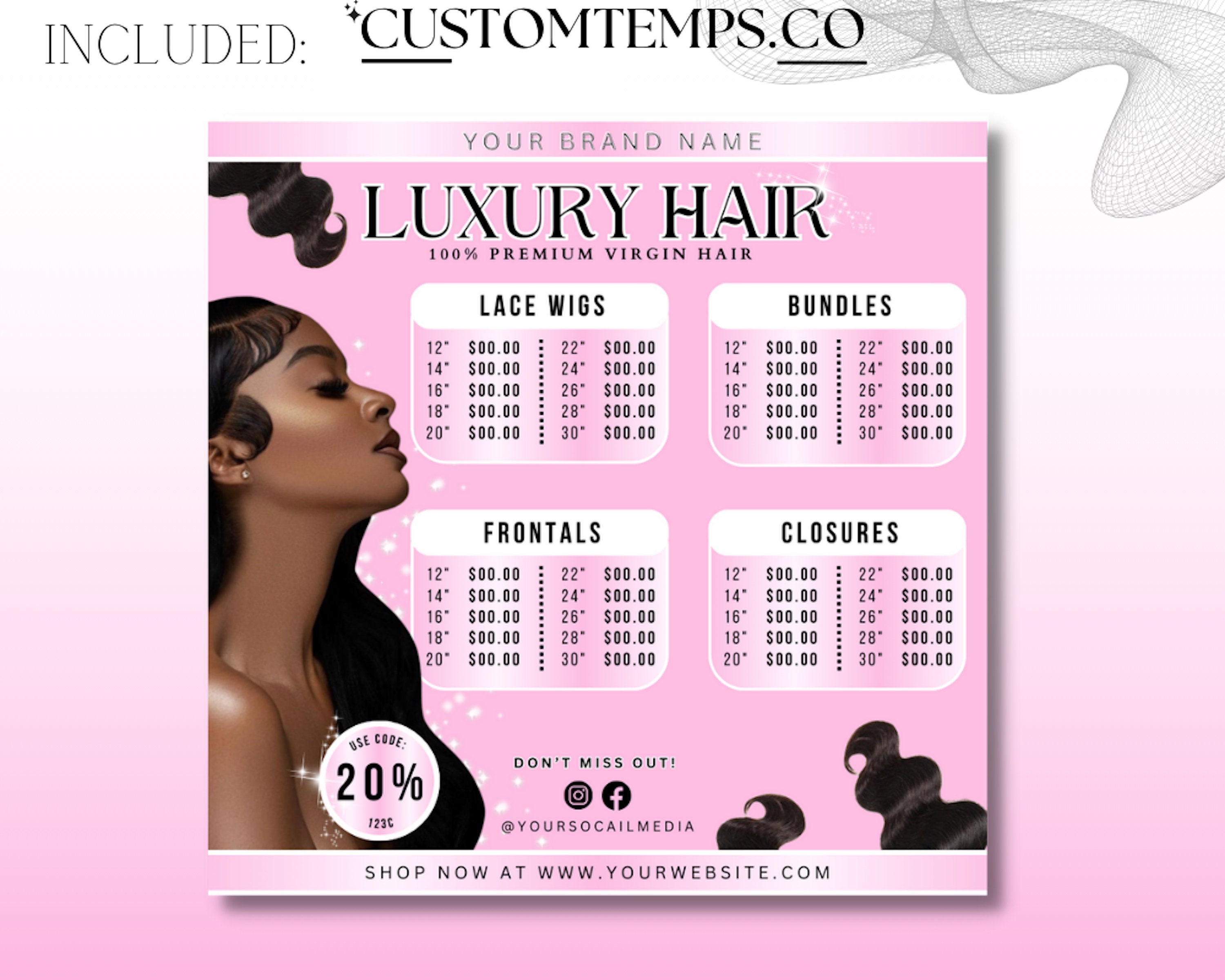 DIY Hair Price List Flyer, Hair Flyer, Hair Price List, Hair ...