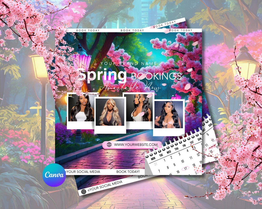 Spring Booking Flyer, Spring Appointment Flyer, April, March, May ...