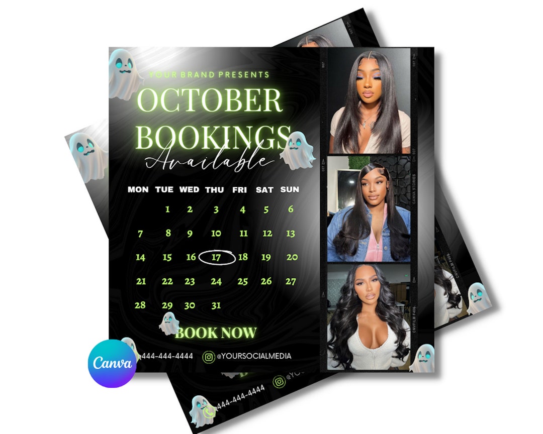 October Bookings Available Flyer Template, October Bookings Available ...