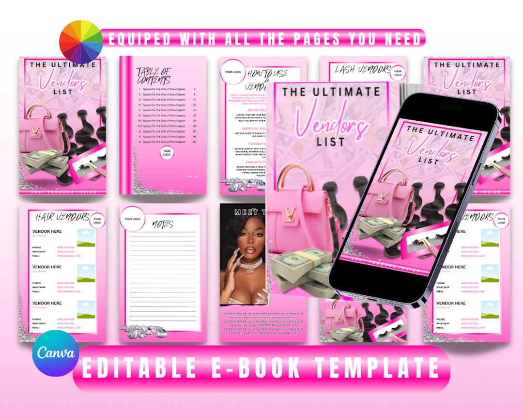 DIY Vendor List Ebook Template, Editable Ebook Template, Editable ...