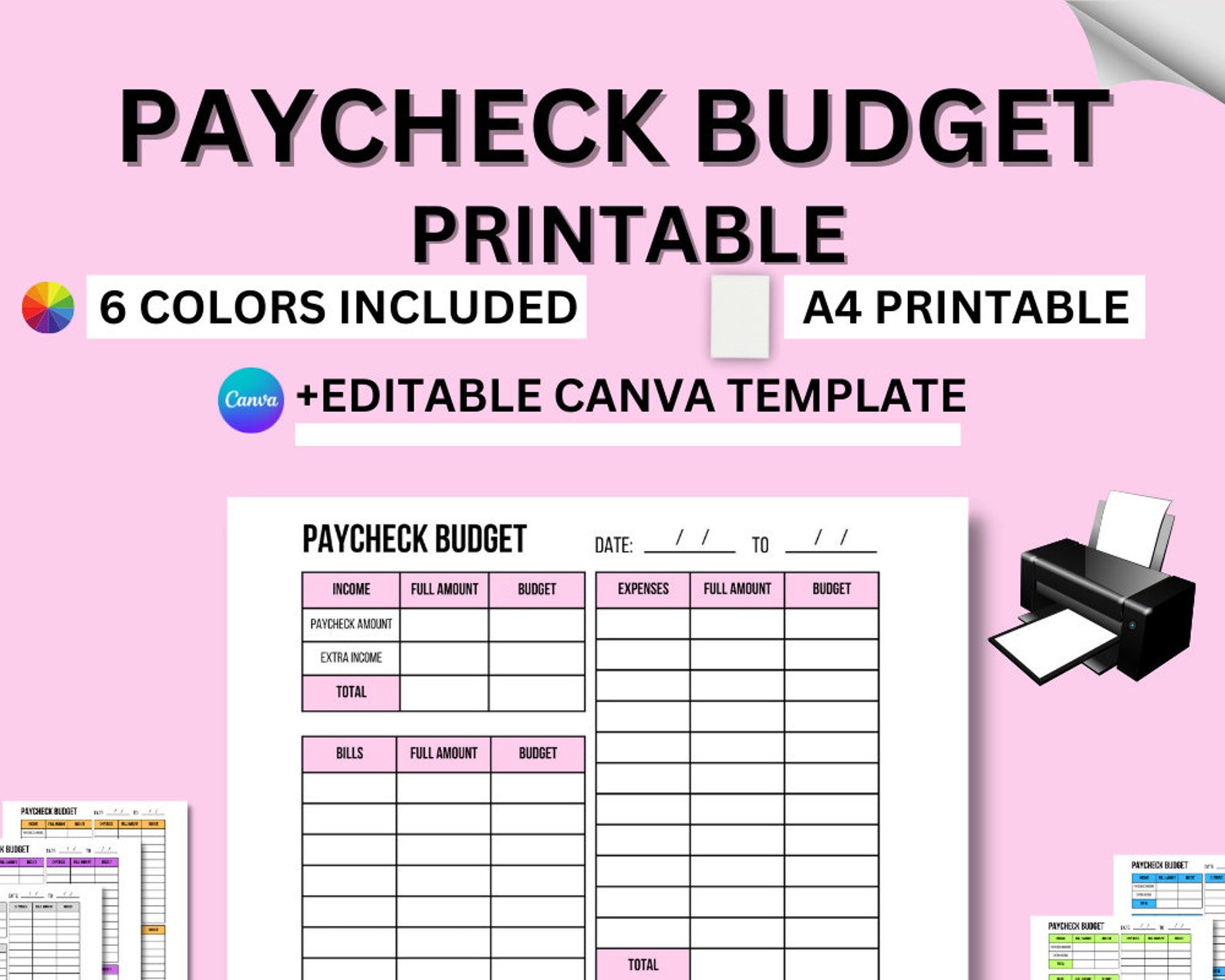 Weekly Budget Tracker Template Printable, Paycheck Tracker, Budget ...