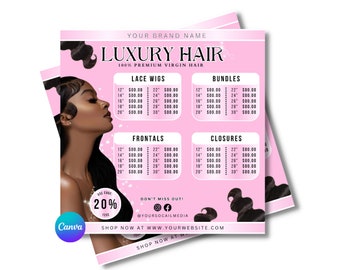 Hair Price List Flyer, Wig Installs, Hair Bundles, Hair Price List ...