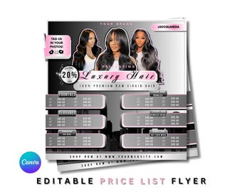 Hair Price List Flyer, Hair Flyer, Hair Price List, Hair, Hairstylist ...