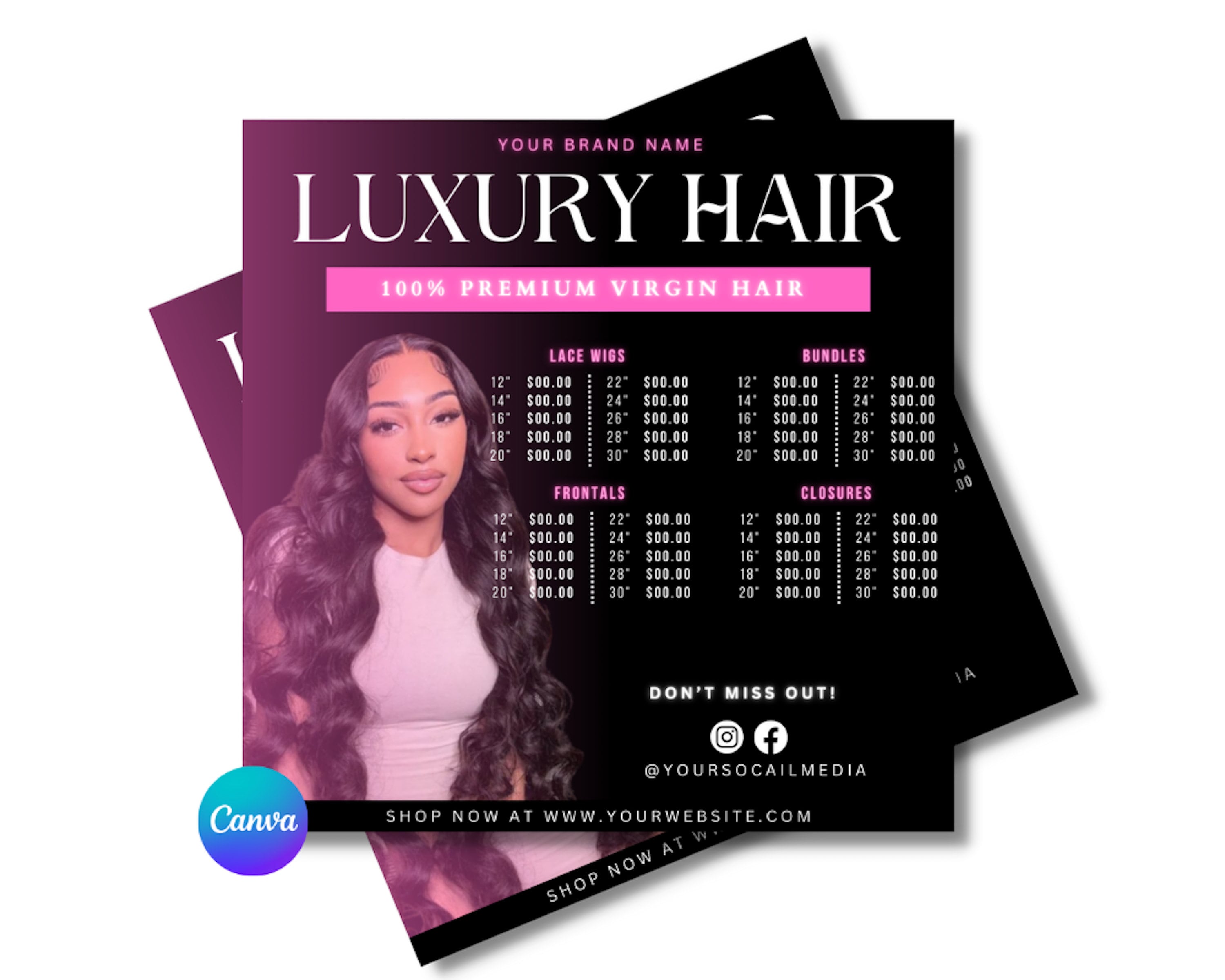 DIY Hair Price List Flyer, Hair Flyer, Hair Price List, Hair ...